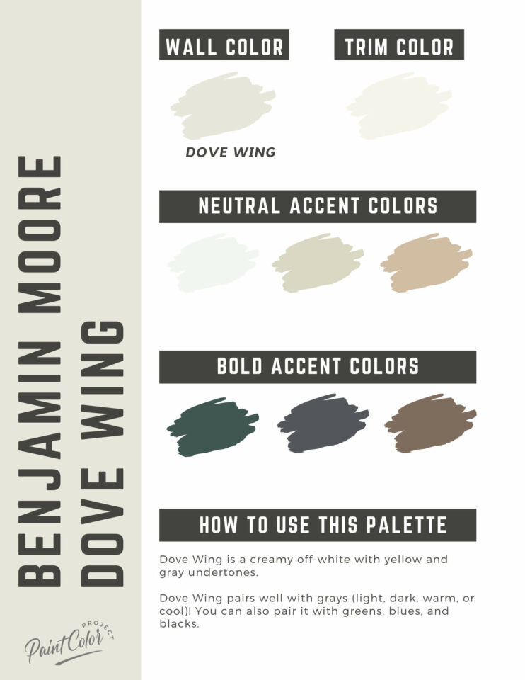 Benjamin Moore Dove Wing Paint Color Palette - The Paint Color Project