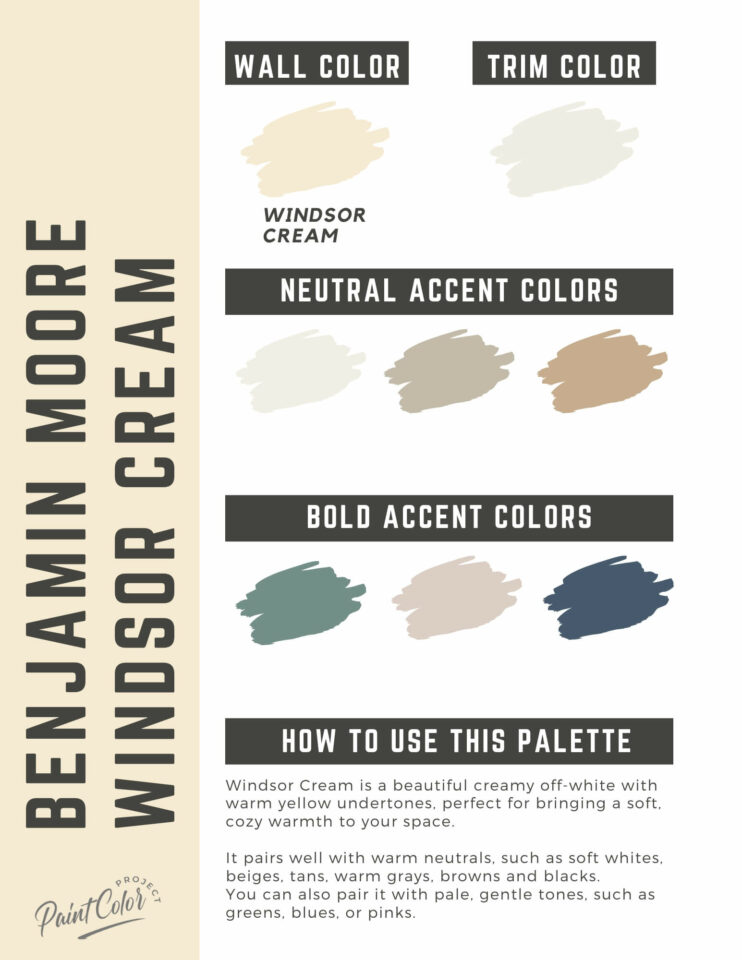 Benjamin Moore Windsor Cream Paint Color Palette - The Paint Color Project