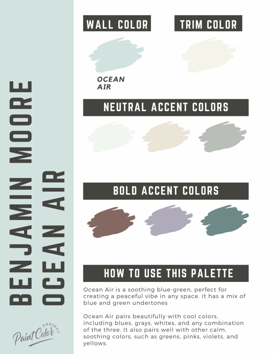 Benjamin Moore Ocean Air Paint Color Palette - The Paint Color Project