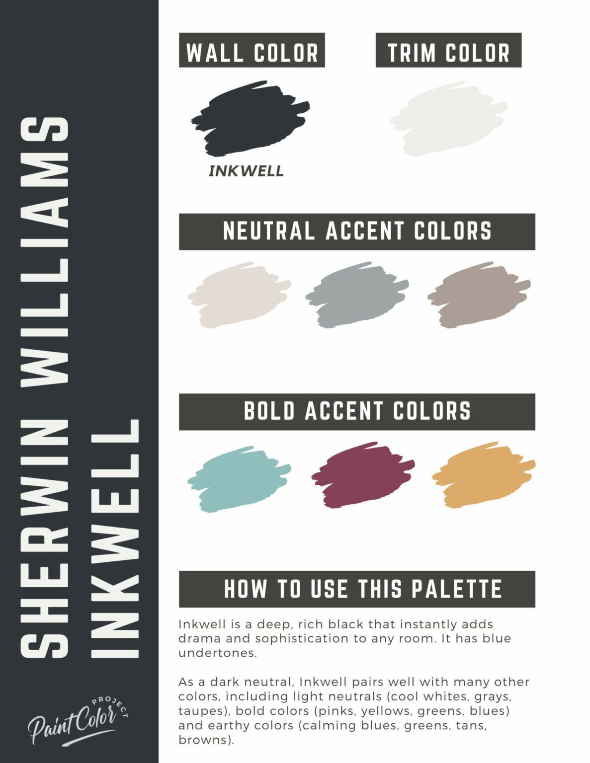 Sherwin Williams Inkwell Paint Color Palette - The Paint Color Project