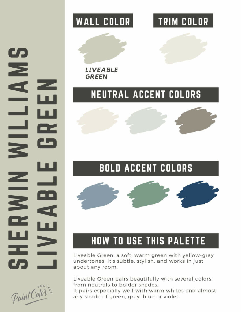 Sherwin Williams Liveable Green Paint Color Palette - The Paint Color ...