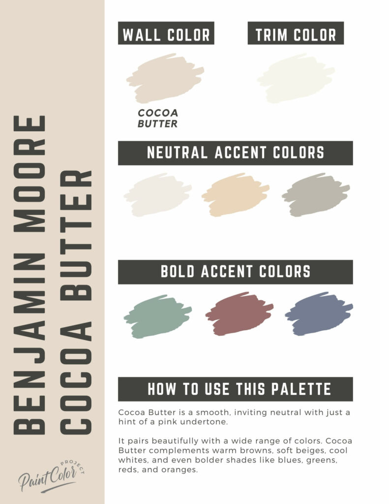 Benjamin Moore Cocoa Butter Paint Color Palette - The Paint Color Project
