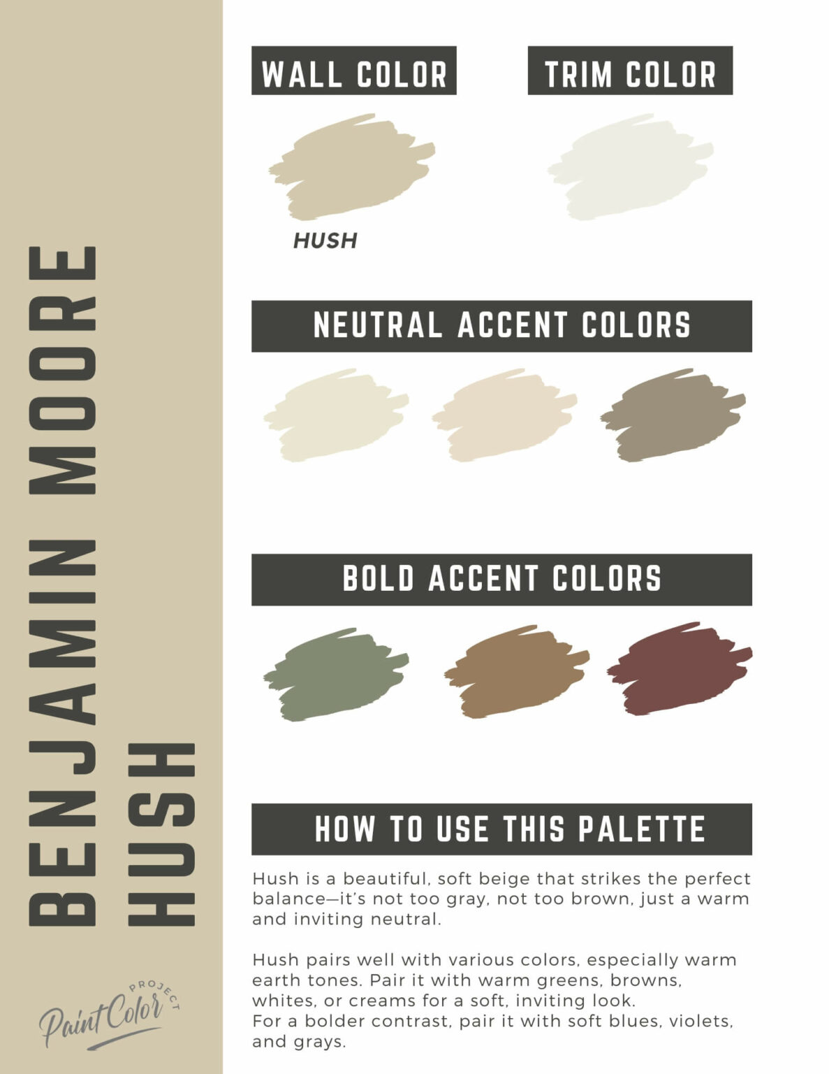 Benjamin Moore Hush Paint Color Palette - The Paint Color Project