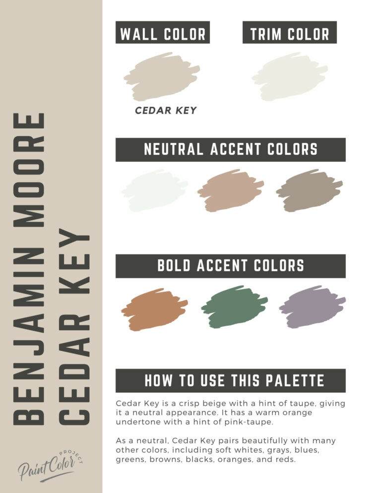 Benjamin Moore Cedar Key Paint Color Palette - The Paint Color Project