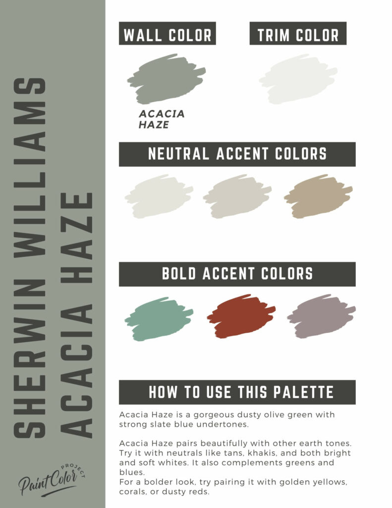 Sherwin Williams Acacia Haze Paint Color Palette - The Paint Color Project