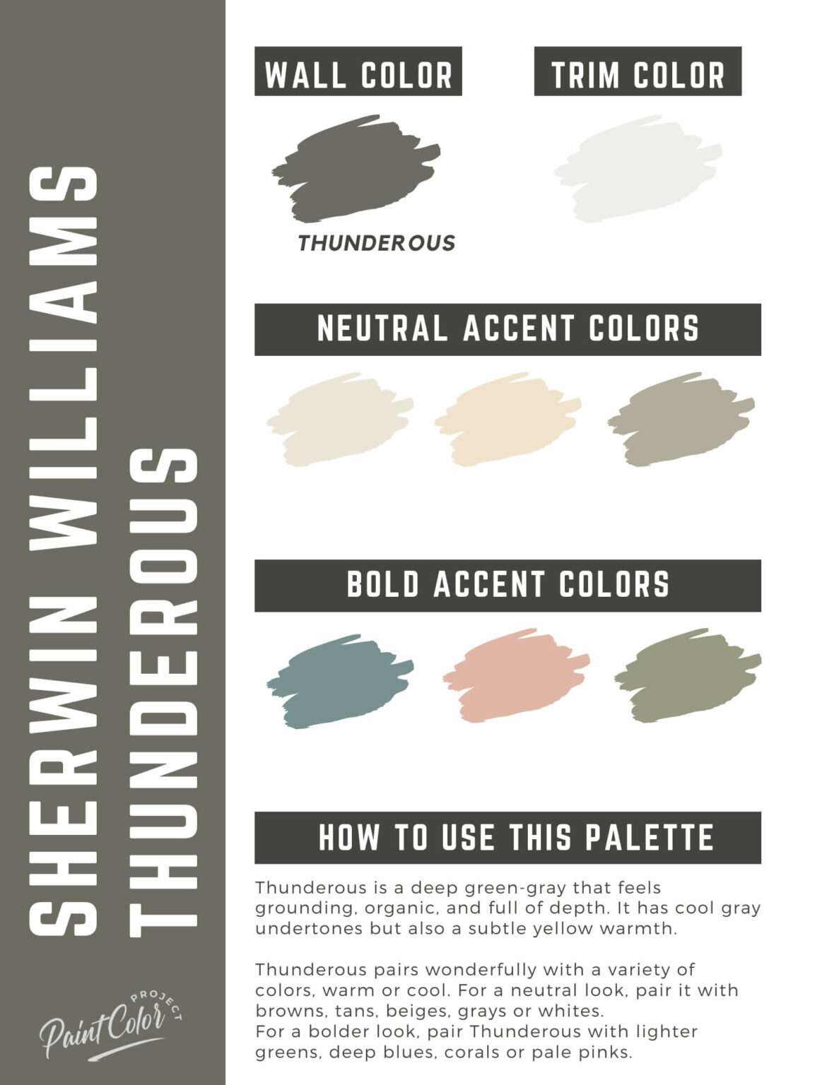 Sherwin Williams Thunderous Paint Color Palette - The Paint Color Project