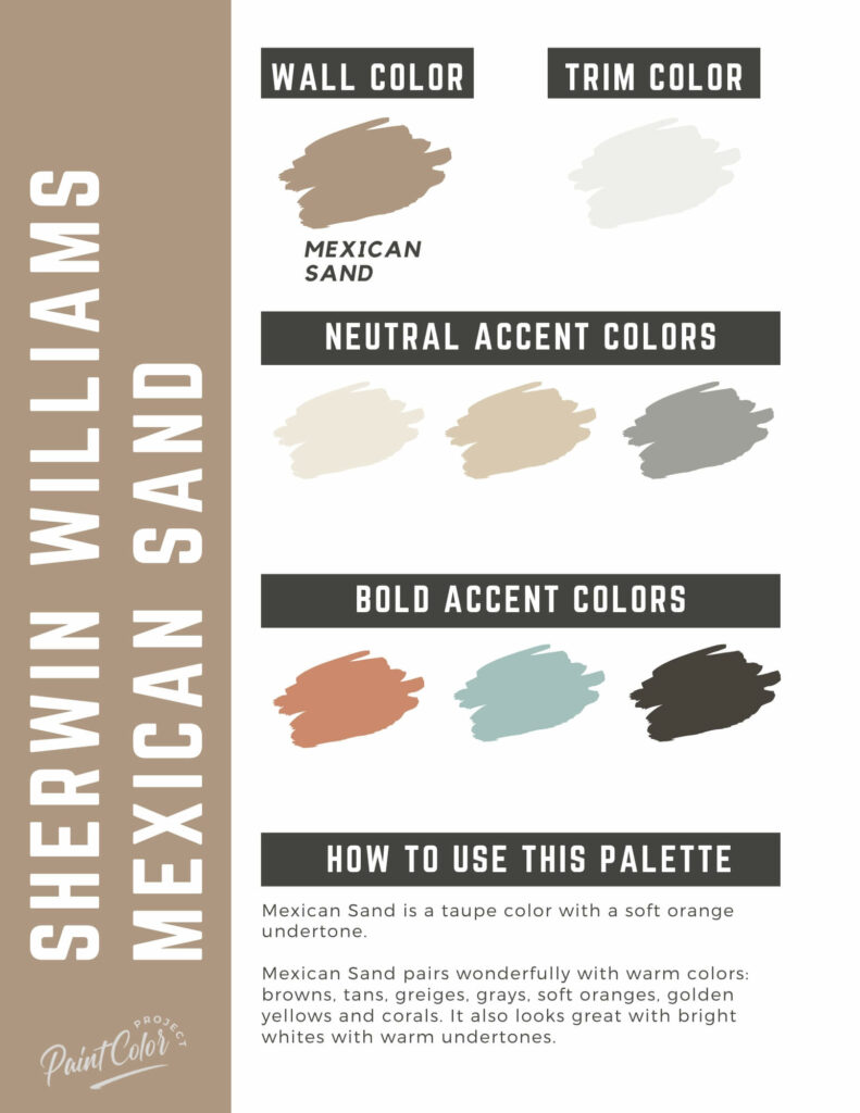 Sherwin Williams Mexican Sand Paint Color Palette - The Paint Color Project