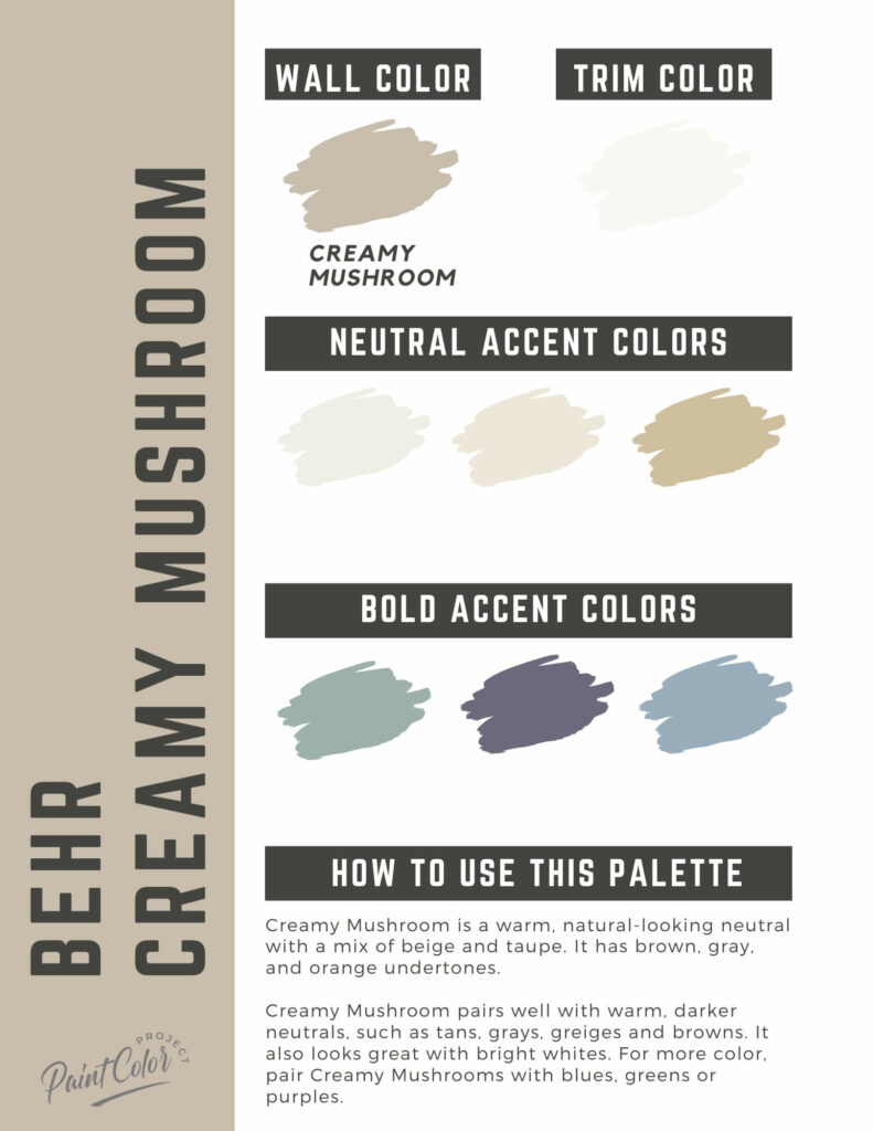 Behr Creamy Mushroom Paint Color Palette - The Paint Color Project
