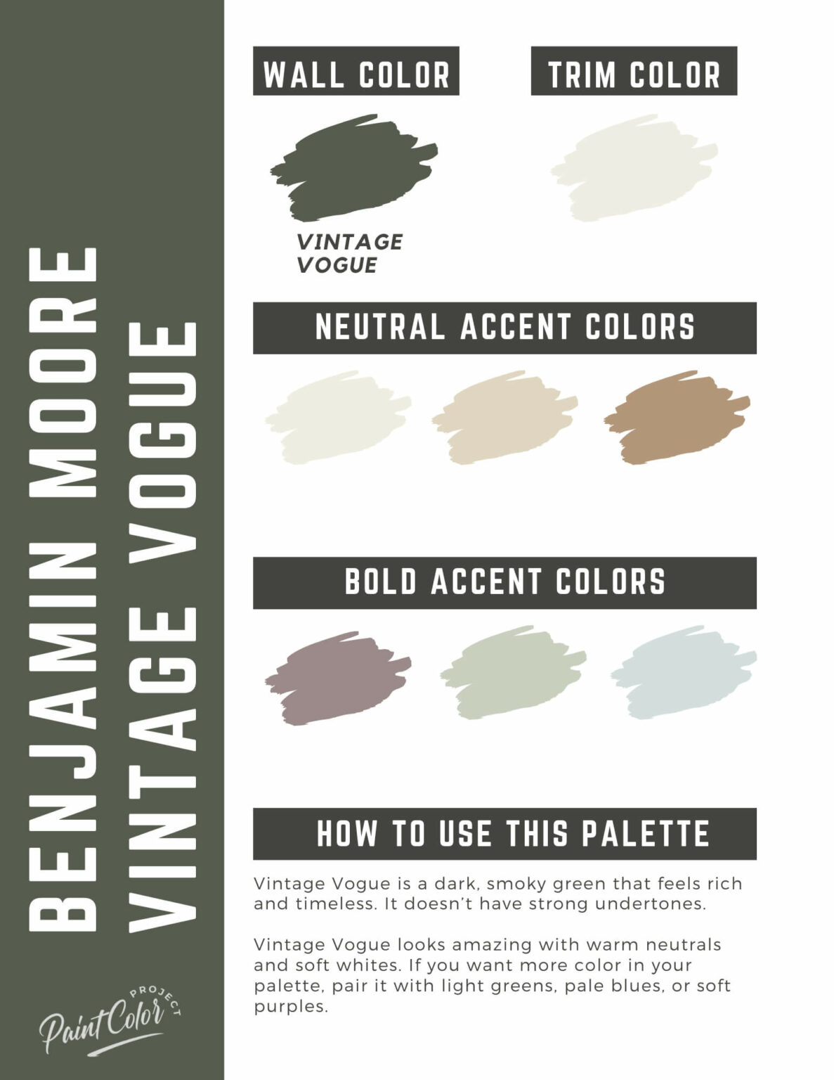 Benjamin Moore Vintage Vogue Paint Color Palette - The Paint Color Project