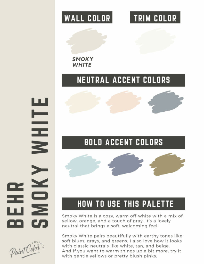 Behr Smoky White Paint Color Palette - The Paint Color Project