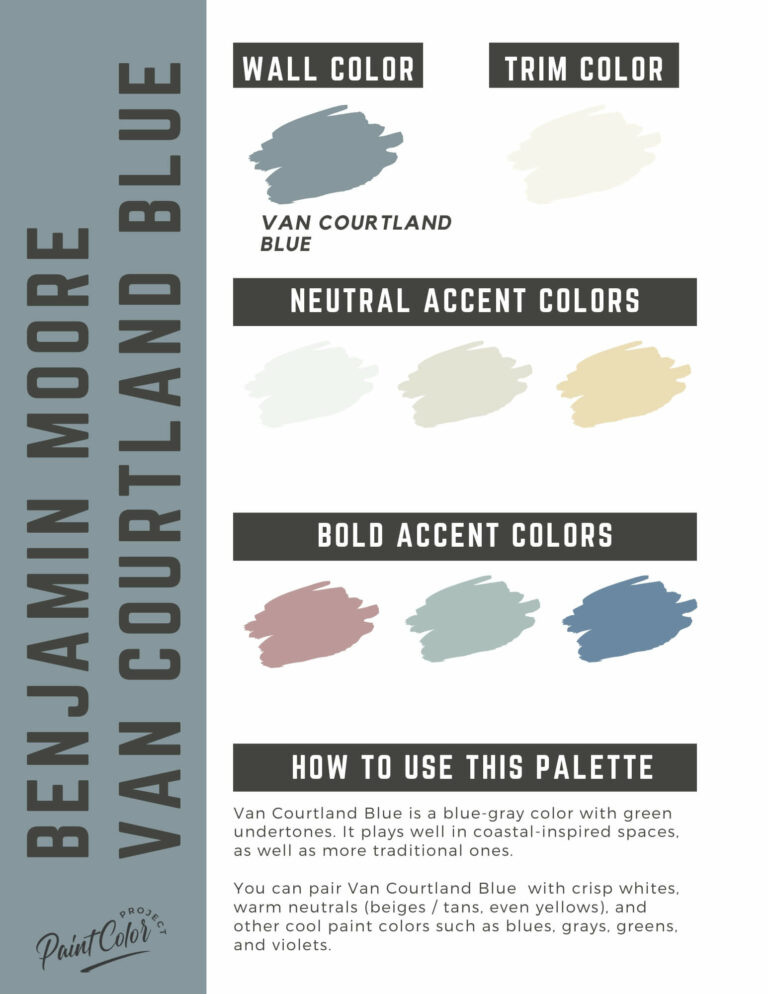 Benjamin Moore Van Courtland Blue Paint Color Palette - The Paint Color ...