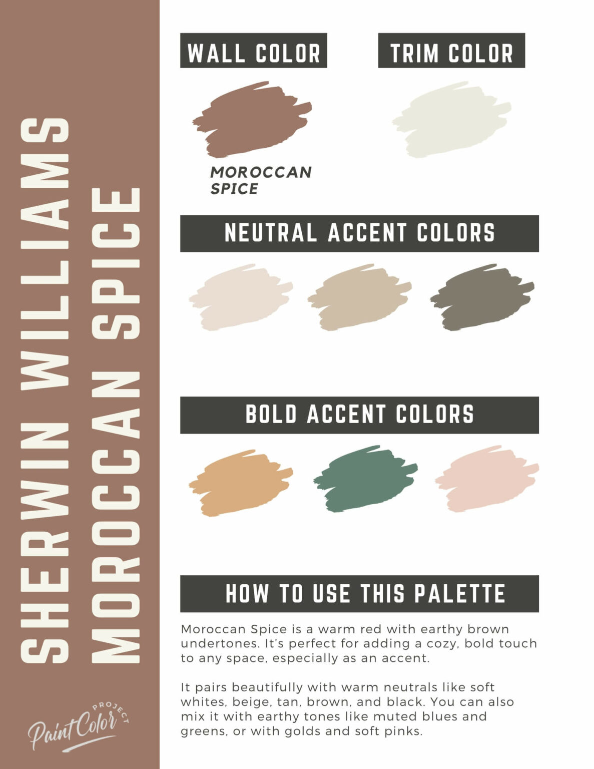 Sherwin Williams Moroccan Spice Paint Color Palette - The Paint Color ...