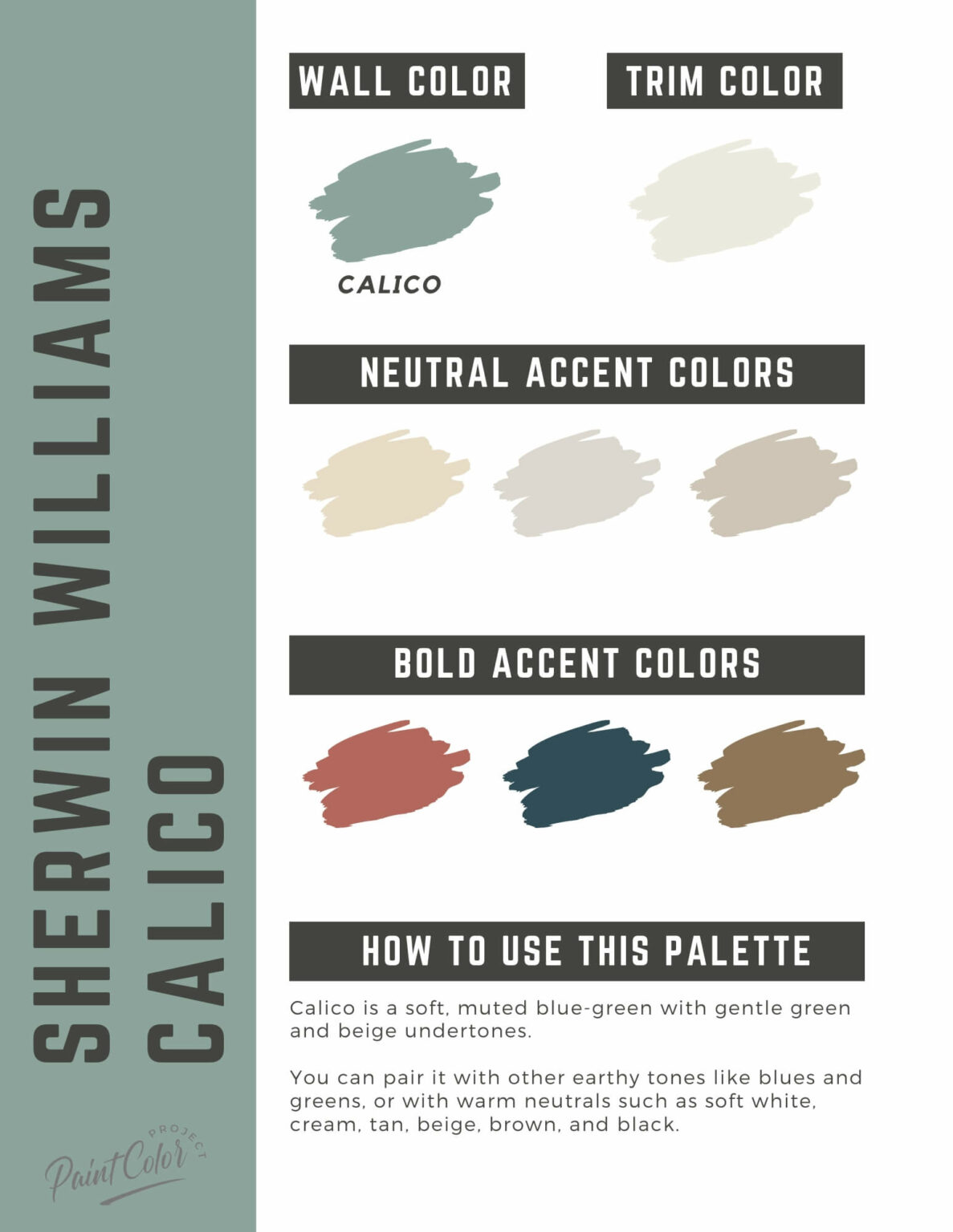 Sherwin Williams Calico Paint Color Palette - The Paint Color Project