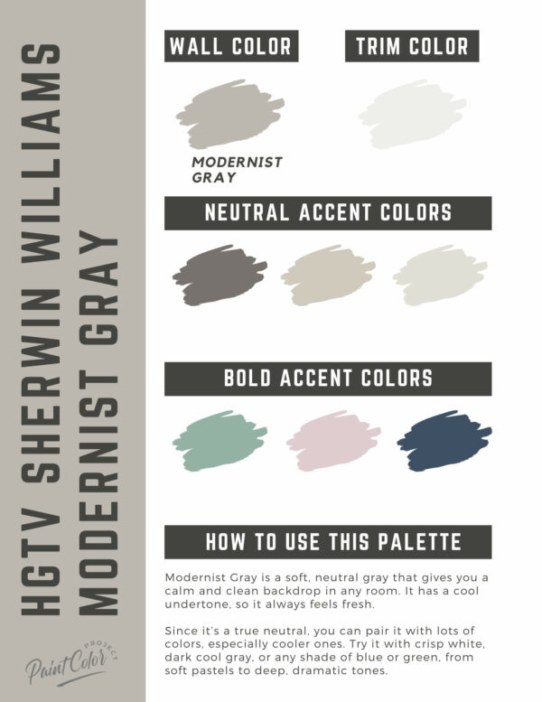 HGTV Home Sherwin Williams Modernist Gray Paint Color Palette - The ...