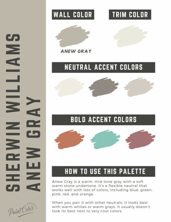 Sherwin Williams Anew Gray Paint Color Palette - The Paint Color Project