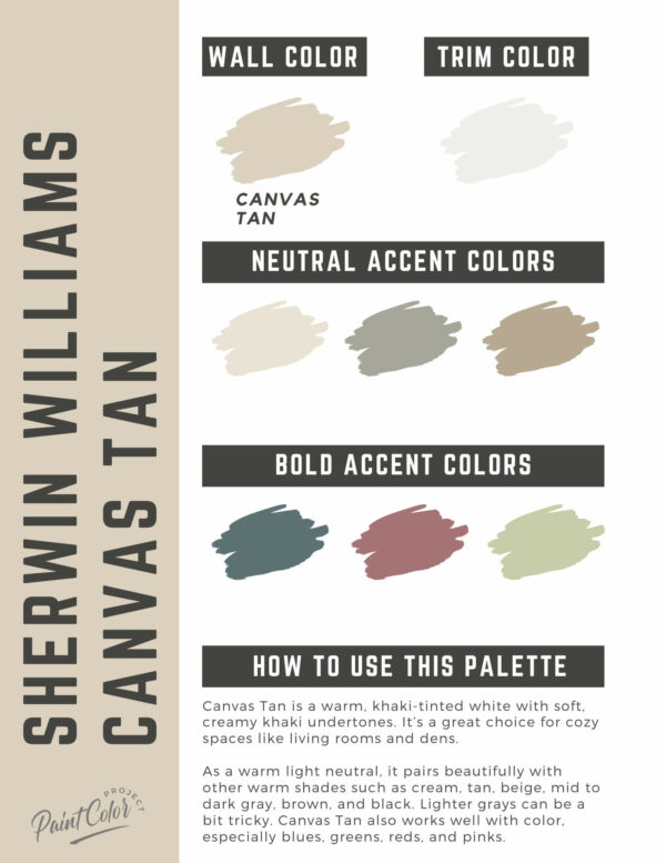 Sherwin Williams Canvas Tan Paint Color Palette - The Paint Color Project