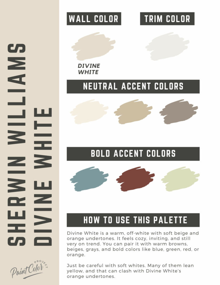 Sherwin Williams Divine White Paint Color Palette - The Paint Color Project