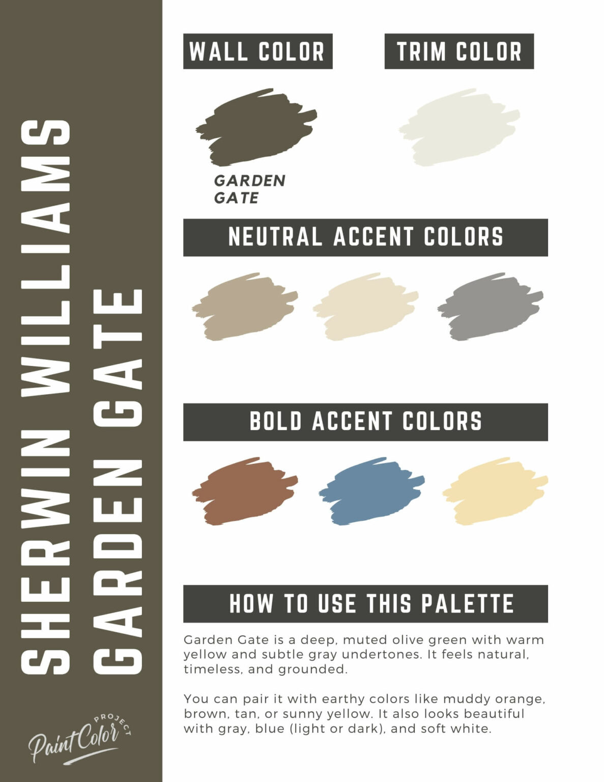 Sherwin Williams Garden Gate Paint Color Palette - The Paint Color Project