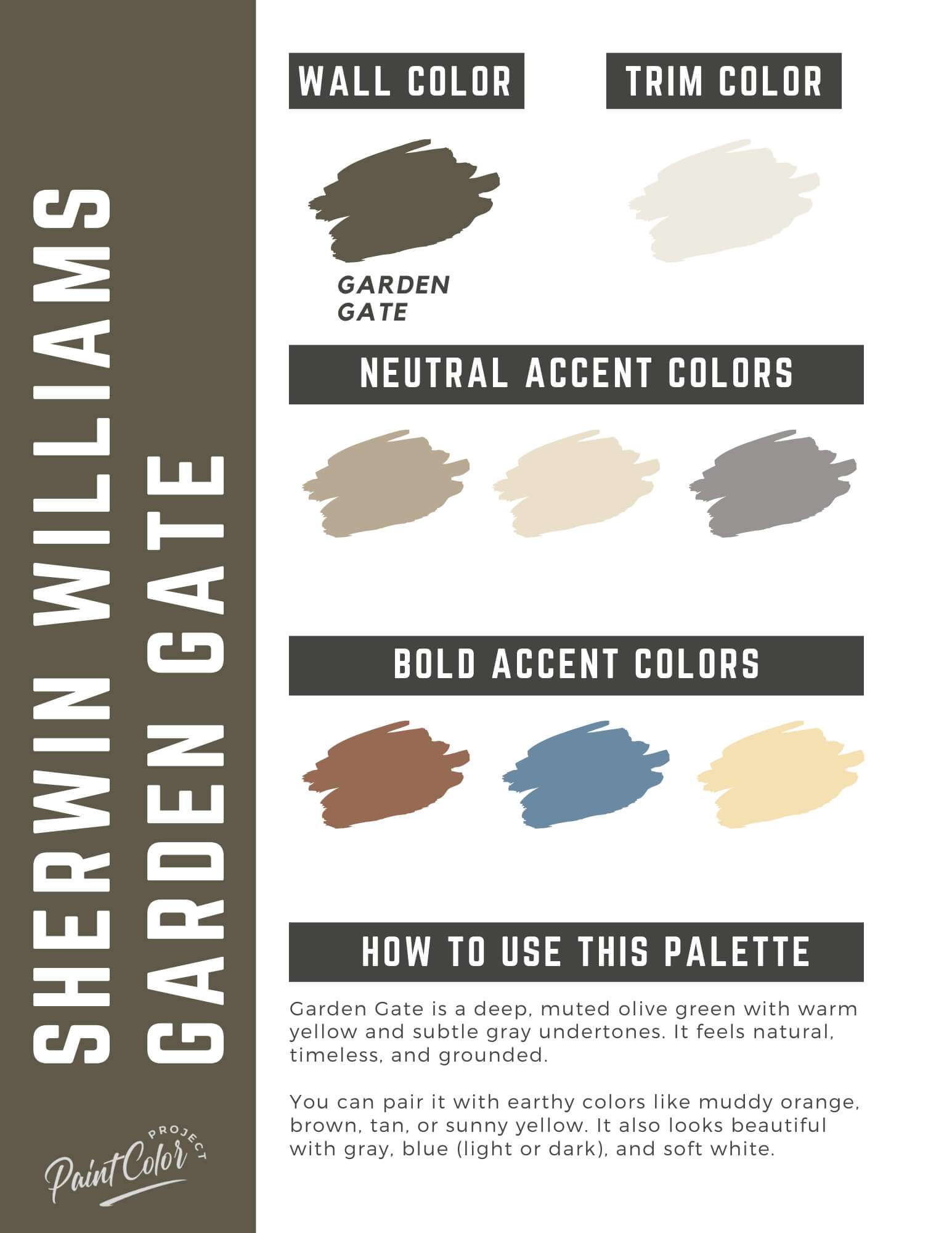Sherwin Williams Garden Gate Paint Color Palette - The Paint Color Project