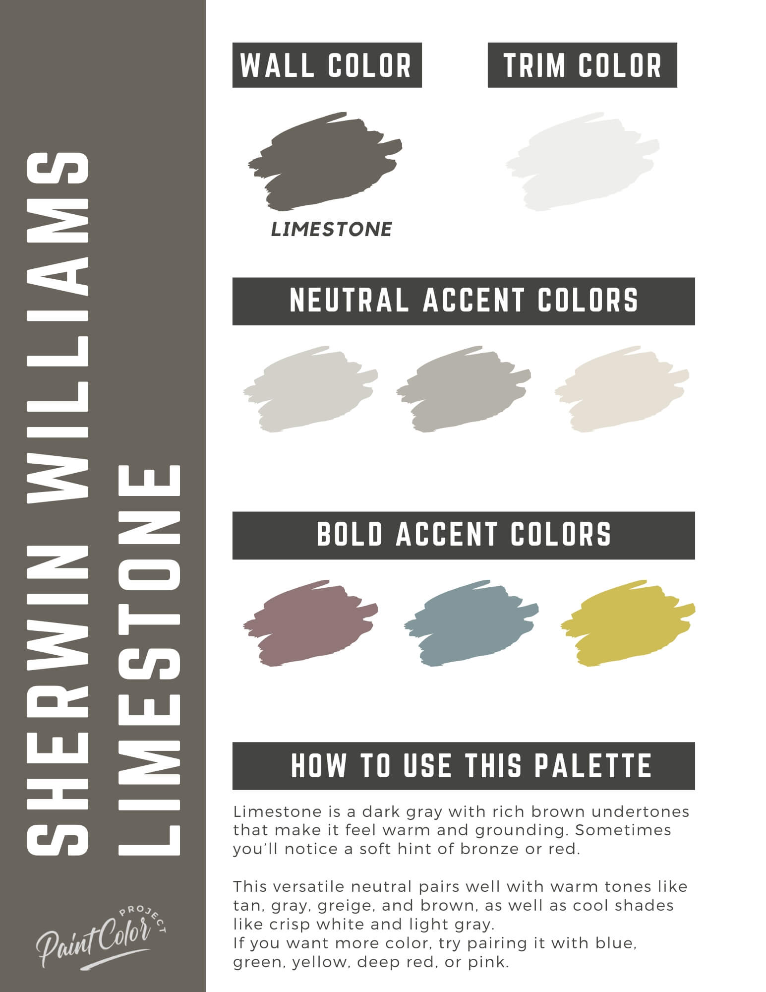Sherwin Williams Limestone Paint Color Palette - The Paint Color Project