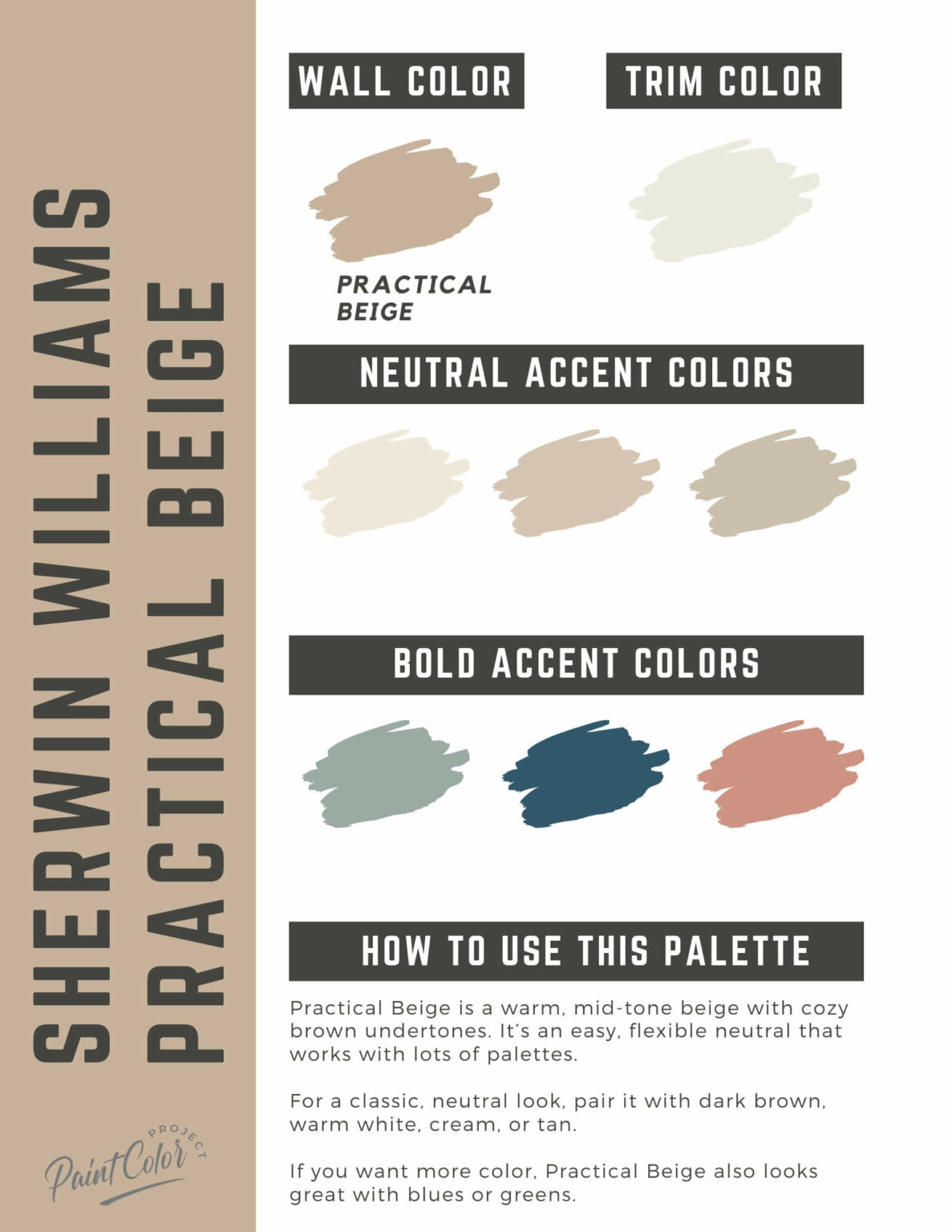 Sherwin Williams Practical Beige Paint Color Palette - The Paint Color ...