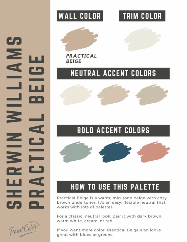 Sherwin Williams Practical Beige Paint Color Palette - The Paint Color ...