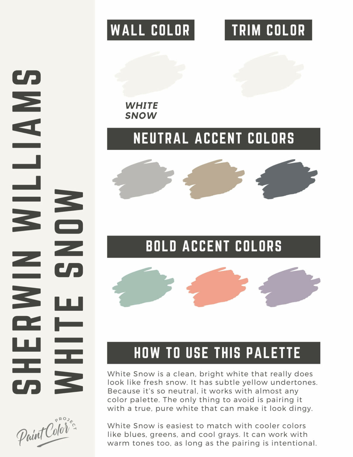 Sherwin Williams White Snow Paint Color Palette - The Paint Color Project