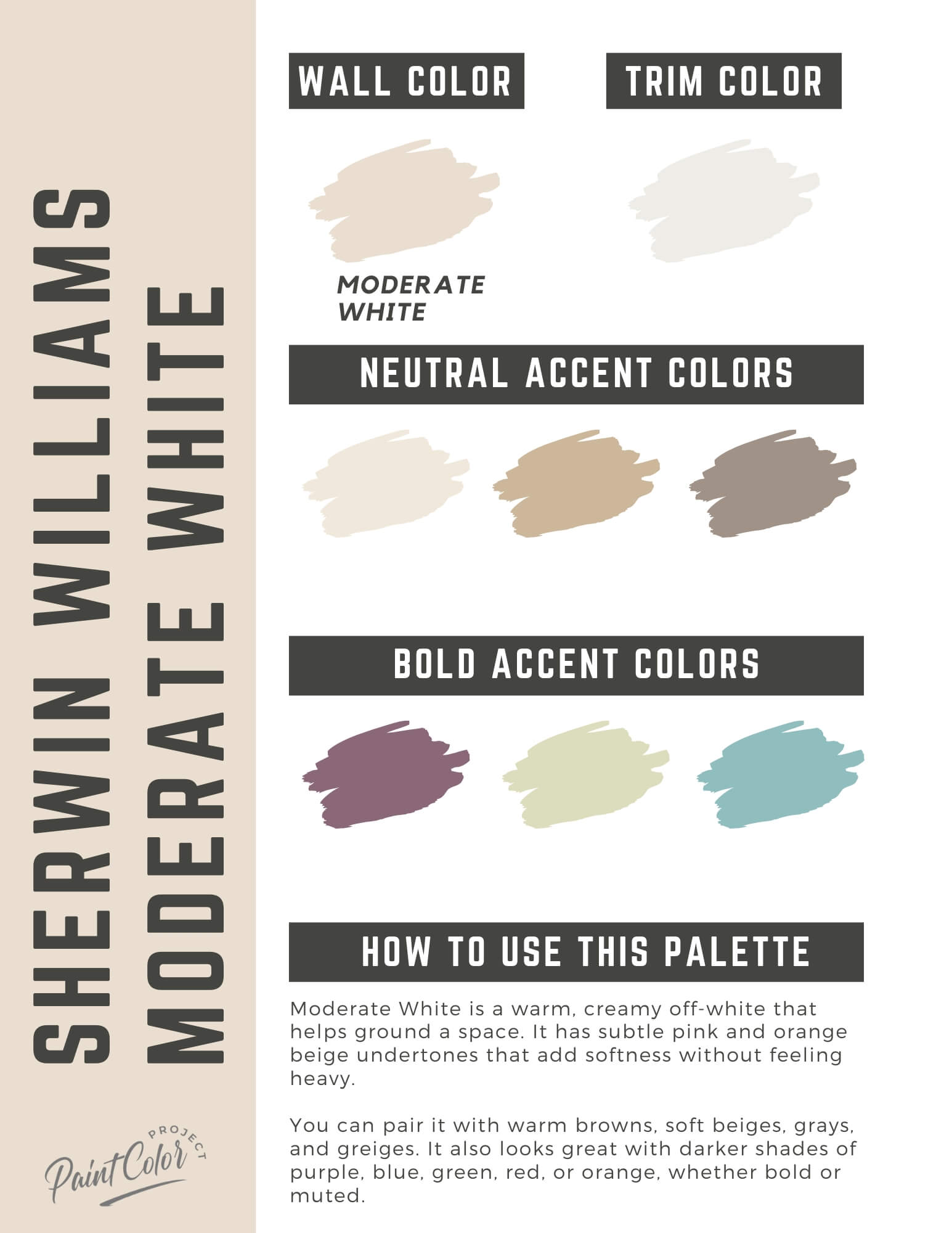 Sherwin Williams Moderate White Paint Color Palette - The Paint Color ...