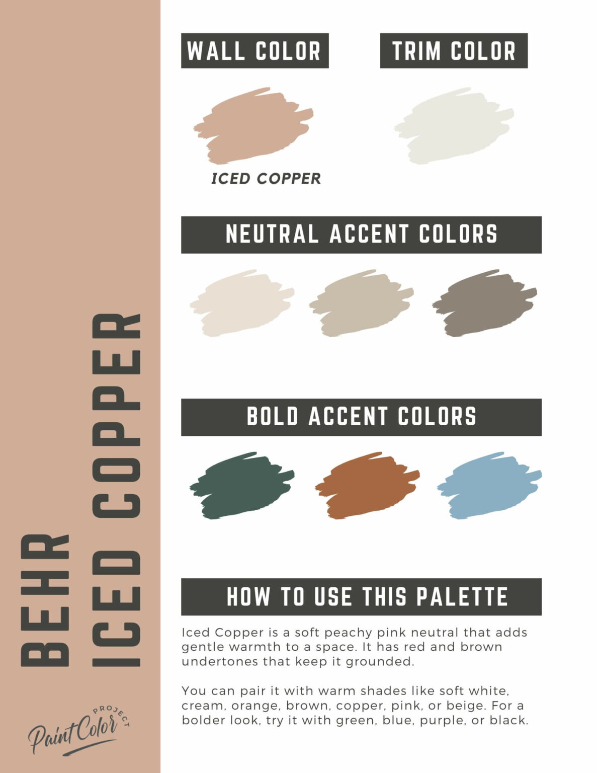 Behr Iced Copper Paint Color Palette - The Paint Color Project