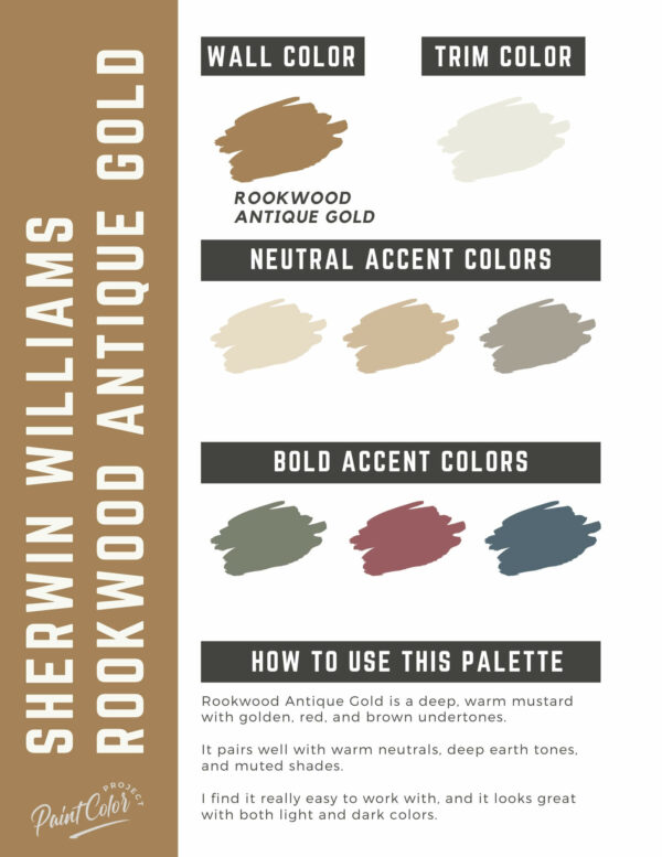 Sherwin Williams Rookwood Antique Gold Paint Color Palette - The Paint ...